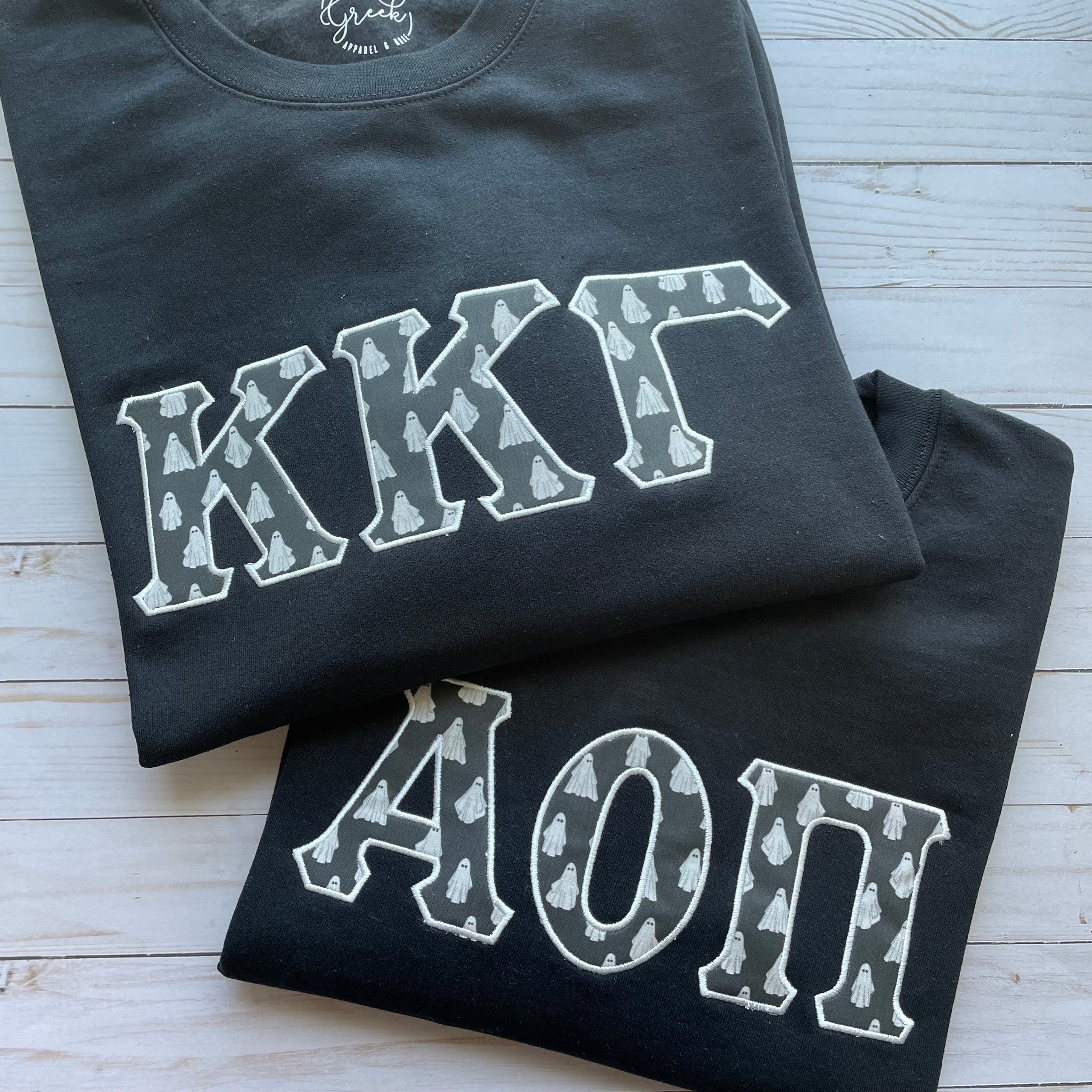 Vintage Ghost Greek Embroidered Letters | Good Golly Greek, LLC